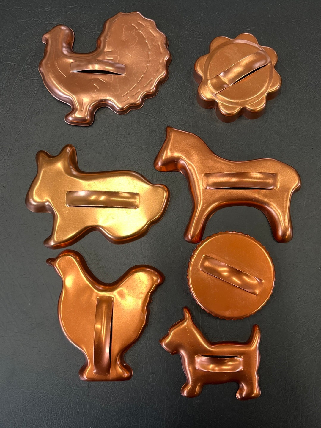 Vintage 7 Animal Copper Color Metal Cookie Cutter’s Baking Utensils ...