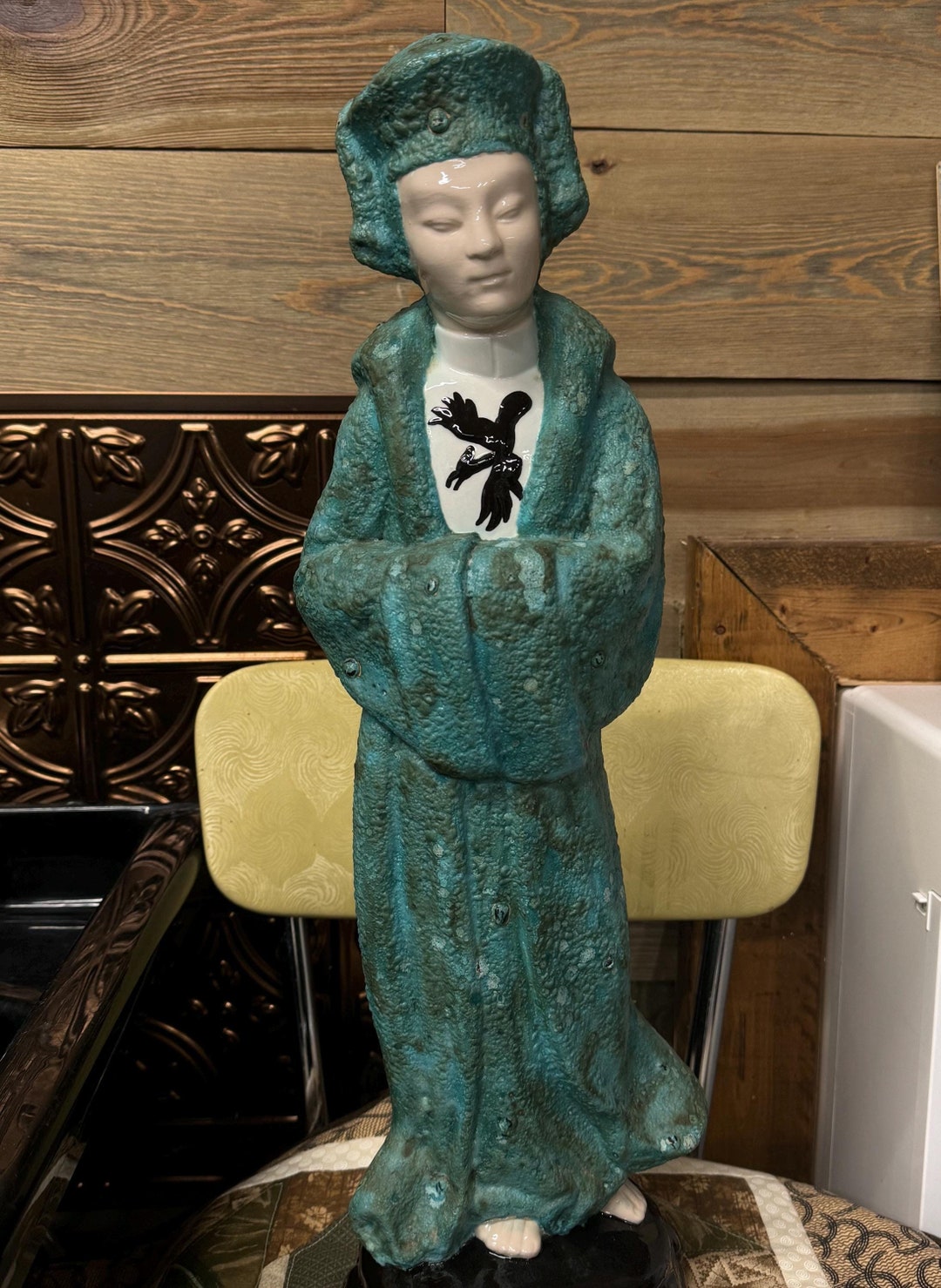 Vintage Sen No Rikyu Figurine Sculpture Japanese Art Ceramic Tall ...