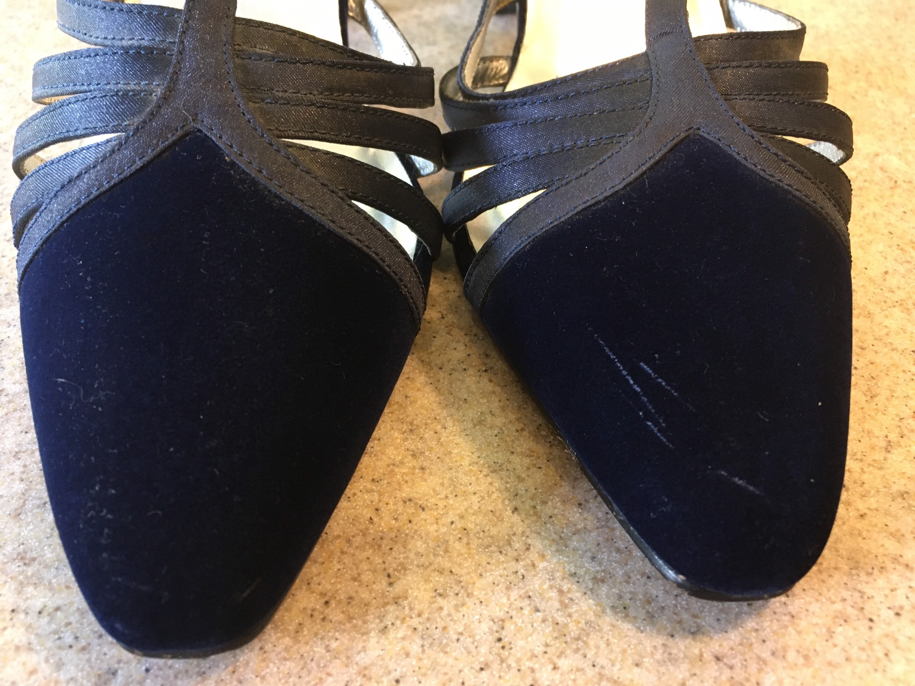 Vintage PM Collection by 925 Blue Velvet High Heel Dress Shoe | Etsy