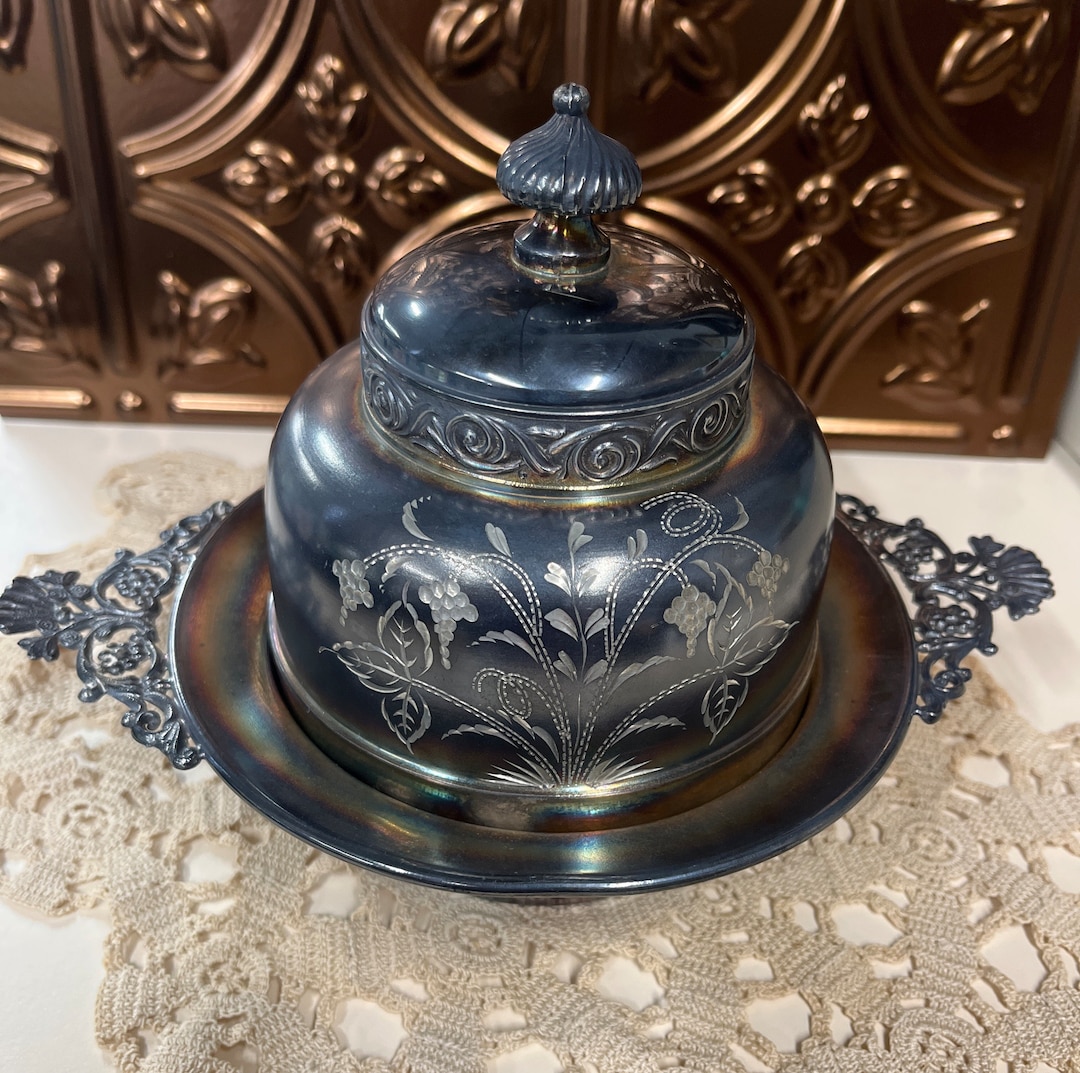 Antique 1866 Quadruple Silver Victorian Domed Butter Dish Union Silver ...
