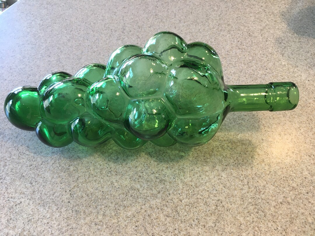 Vintage Emerald Green Cluster of Grapes Torpedo Type Wine Decanter ...