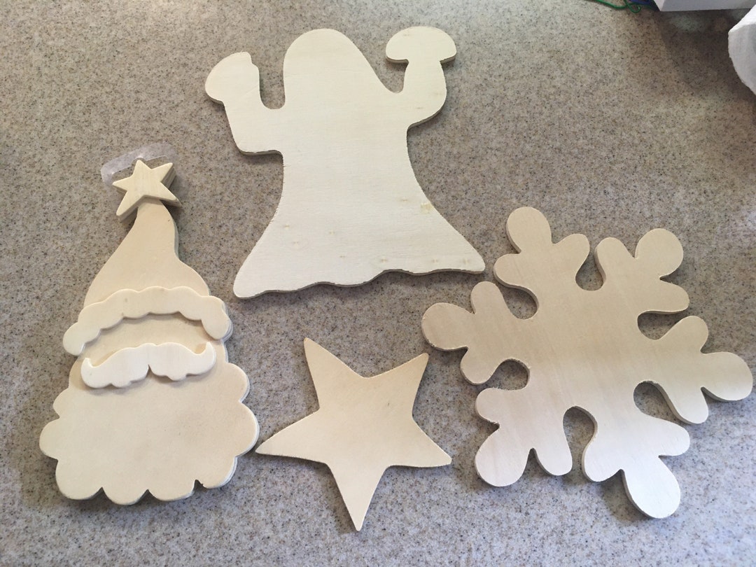 Paintable Wood Holiday Cut Outs, Santa, Star, Snowflake. Ghost - Etsy