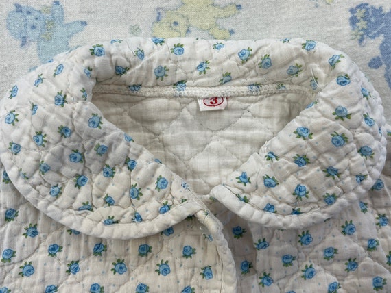 Vintage 1967 Girls Quilted Bathrobe Blue Rose Pattern… - Gem