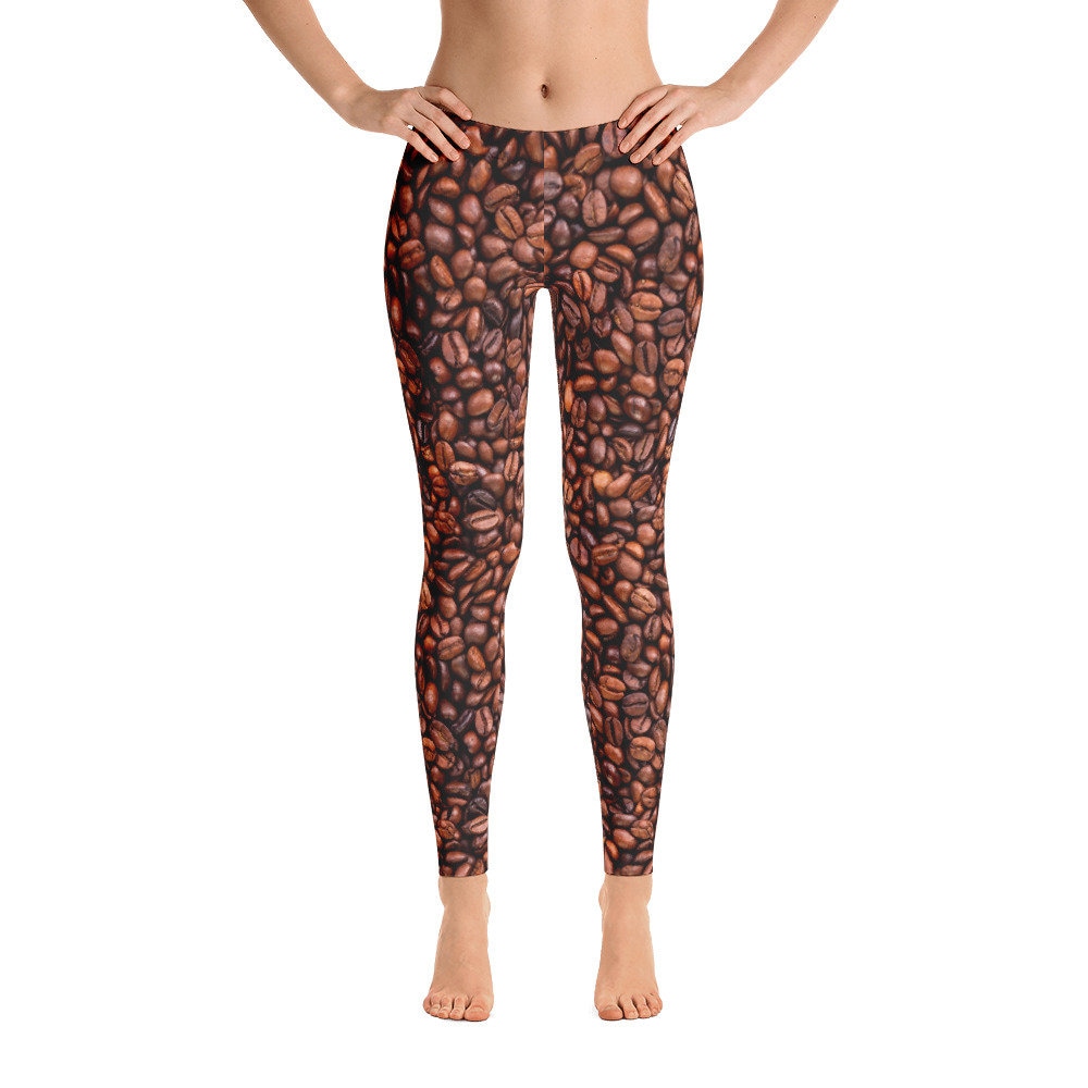Coffee Beans Womens Leggings, Coffee Lovers Brown Yoga Pants - Etsy