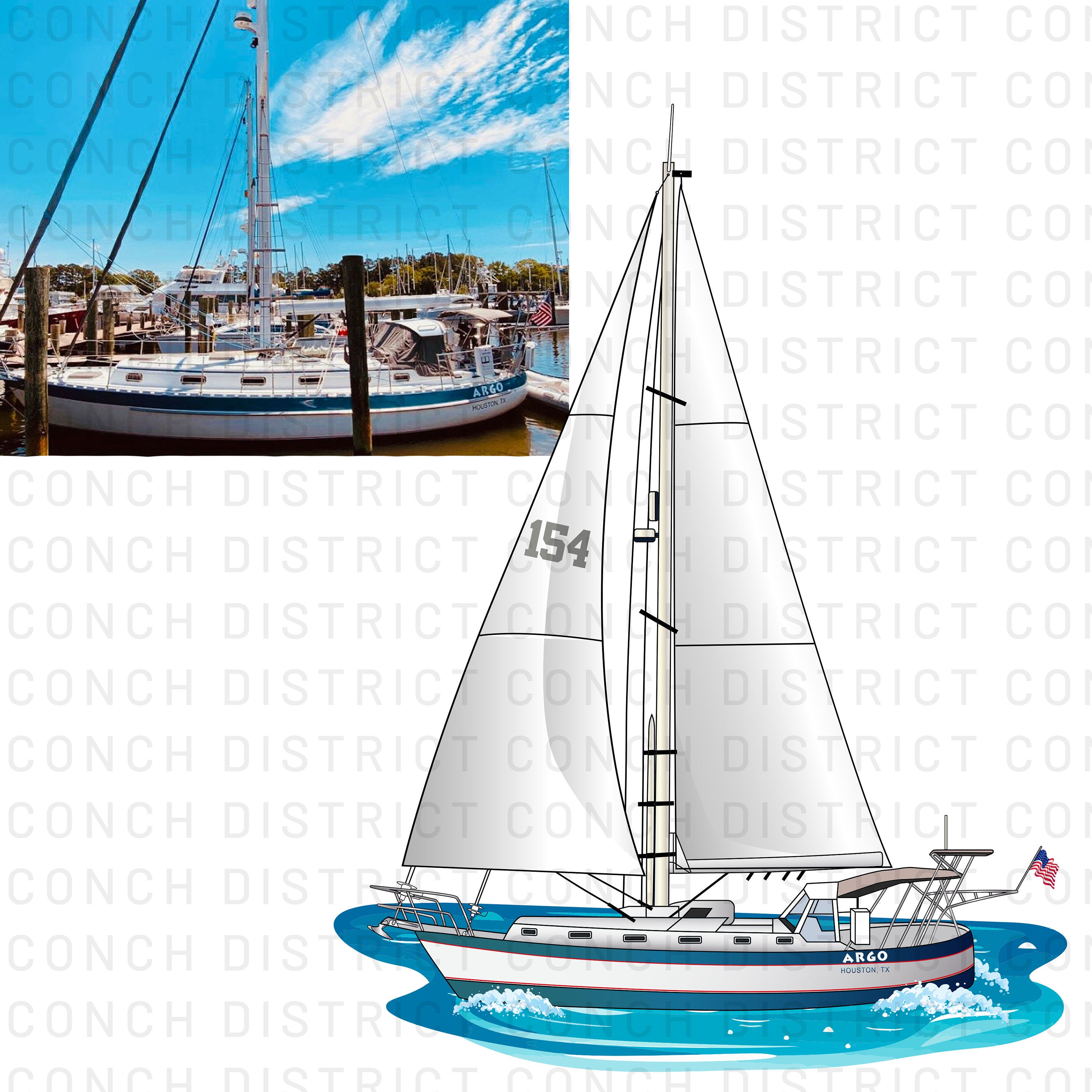 Custom Boat Drawing Boat Vector Line Art Draw Your Boat Your Boat ...