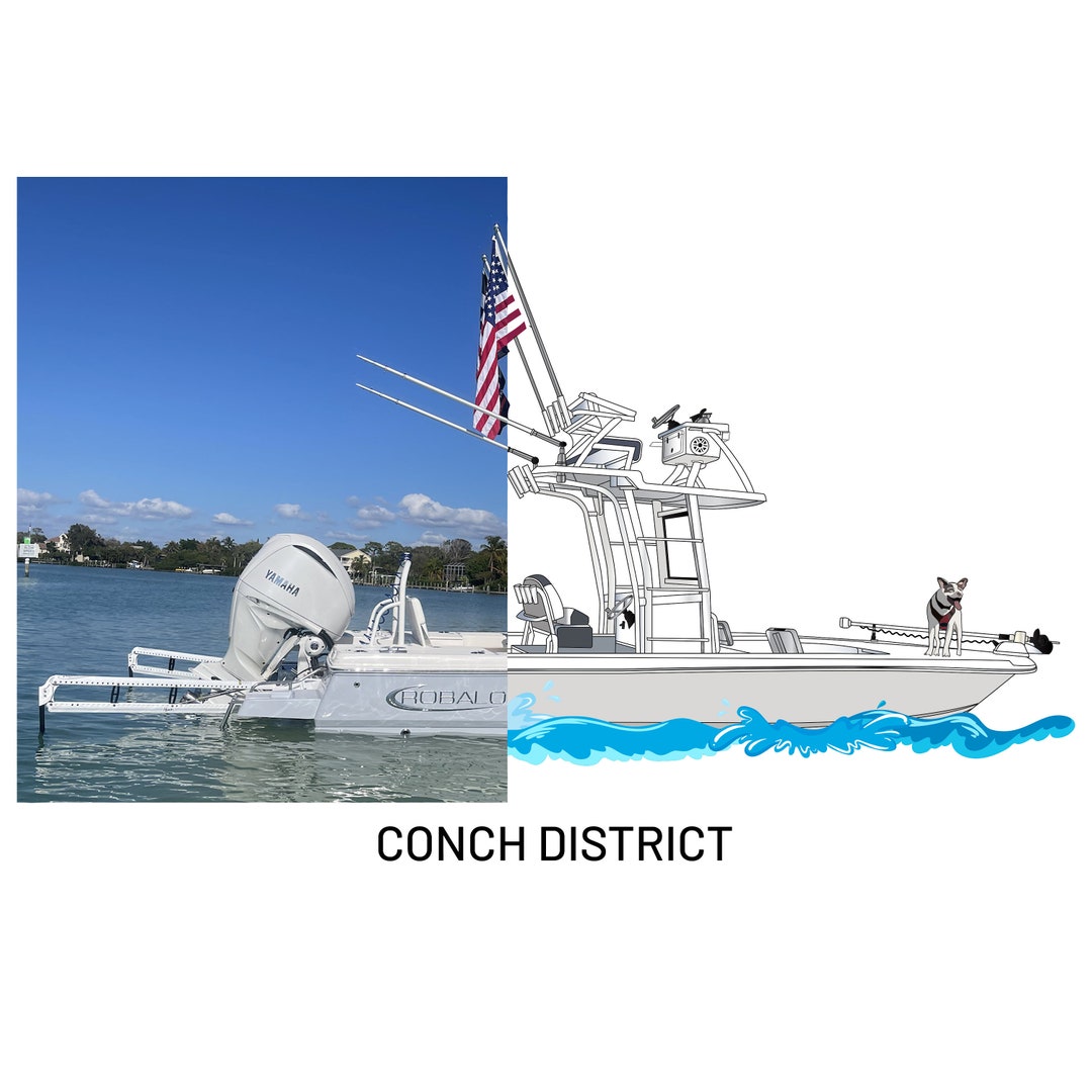 Custom Boat Drawing Boat Vector Line Art Draw Your Boat Boat Owner Gift ...