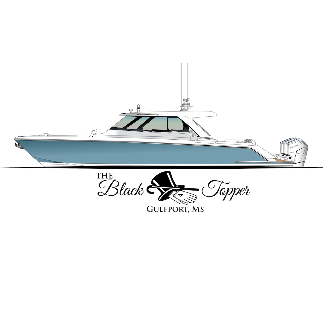 Custom Boat Drawing Personalized Boat Art, Yacht Illustration, Pontoon ...
