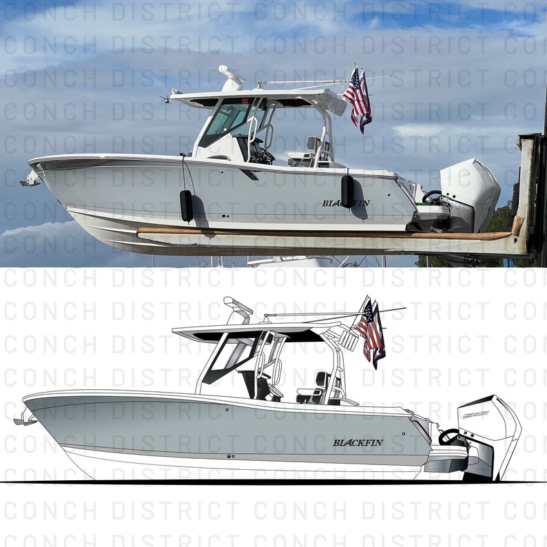 Custom Boat Drawing Boat Vector Line Art Draw Your Boat Your | Etsy