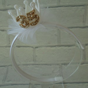 Birthday Crown Age Headband Choose Age Custom Glitter Crown Tulle ...