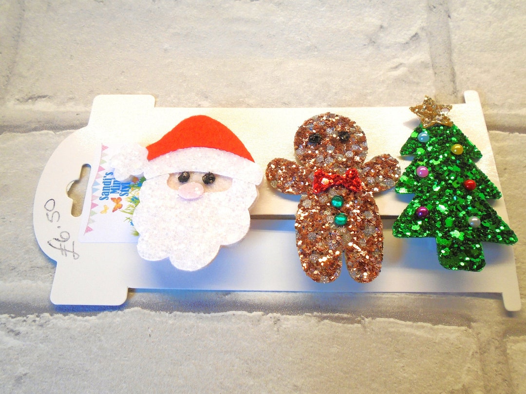 Christmas Clip Set Set of Christmas Clips Santa Hair Clip Christmas ...