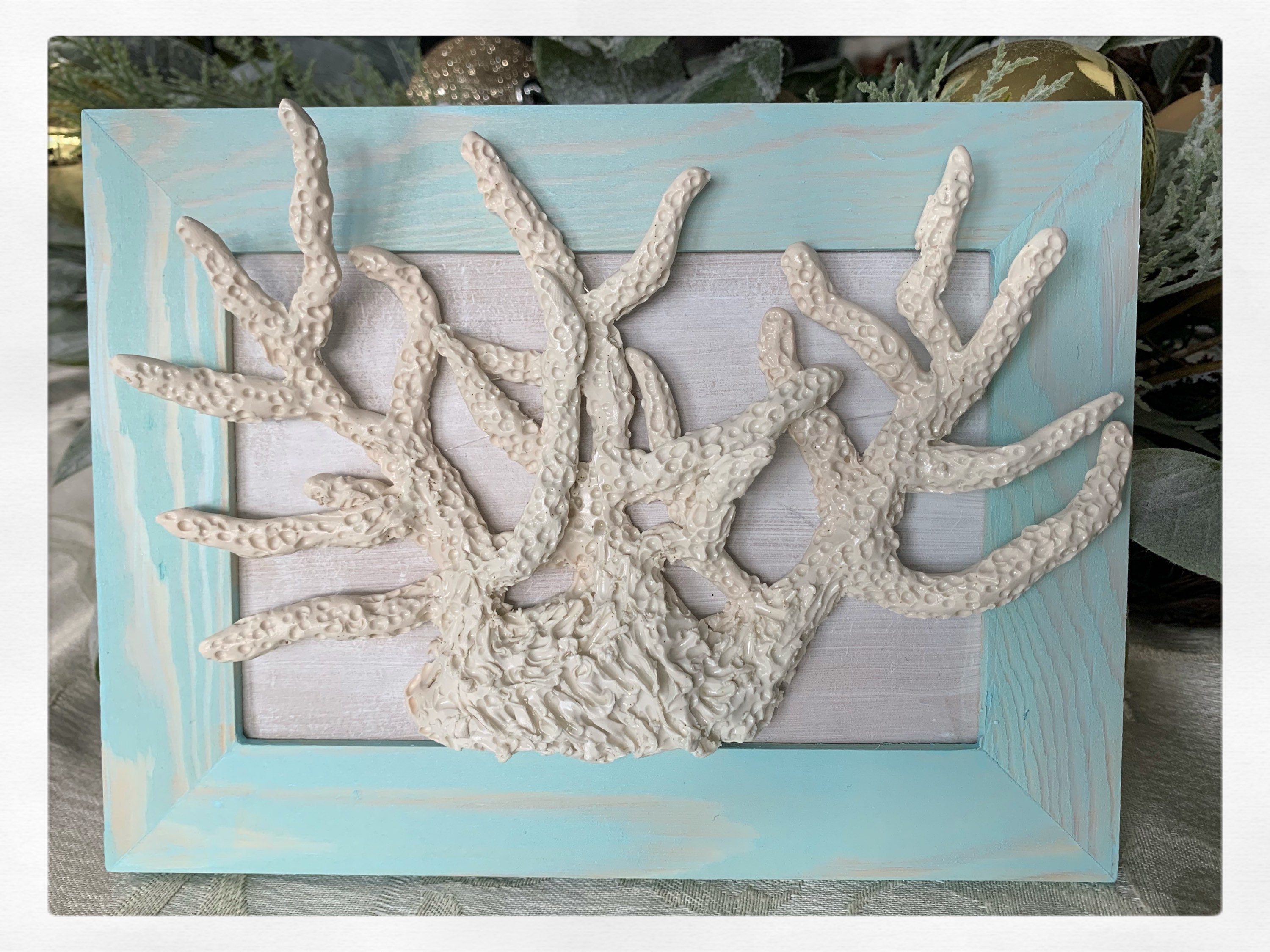 Single Horizontal Framed Coral Reef Display, Coastal Decor, Clay Coral ...