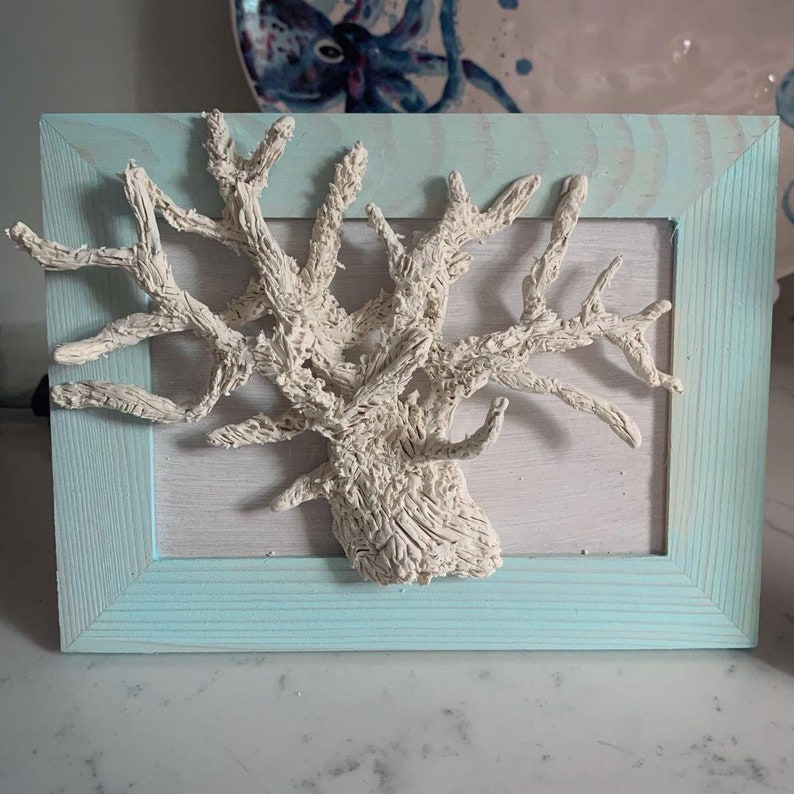 Single Horizontal Framed Coral Reef Display, Coastal Decor, Clay Coral ...