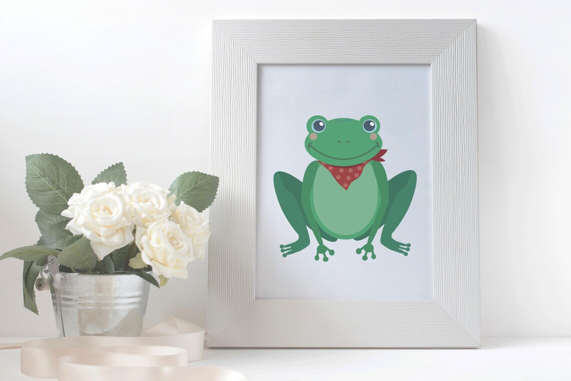 Digital Cute Frog Print Printable Nursery Art Boys Nursery Decor Hand ...