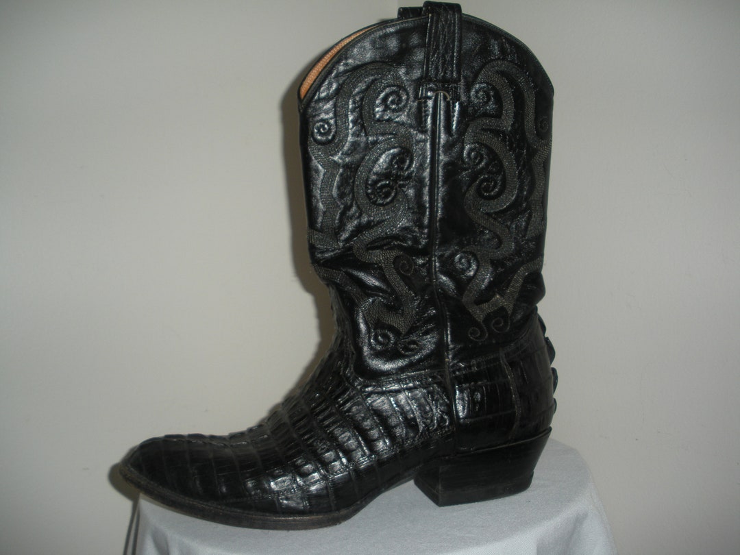 Cowboy Boots Leather Black Alligator Men Size 11 1/2 EE Boots All ...