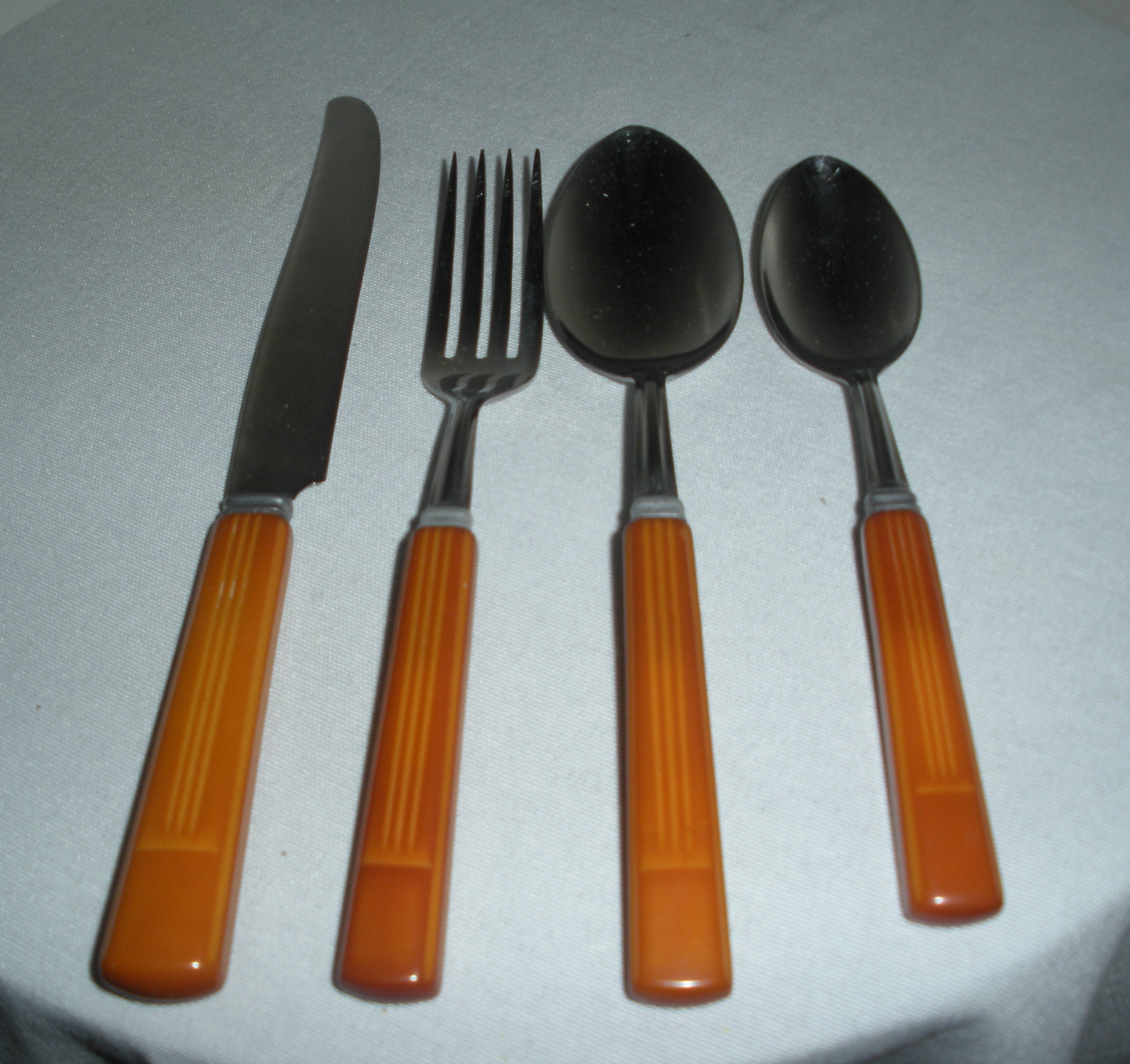 Vintage Bakelite Flatware Butterscotch Handle Hull 18 8 - Etsy