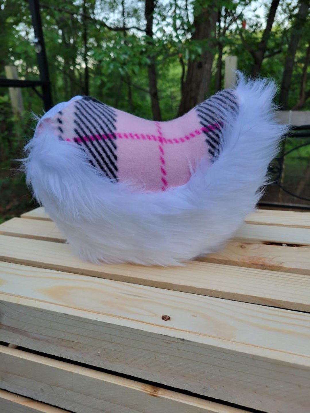 White and Pink Plaid Nub Tail - Etsy