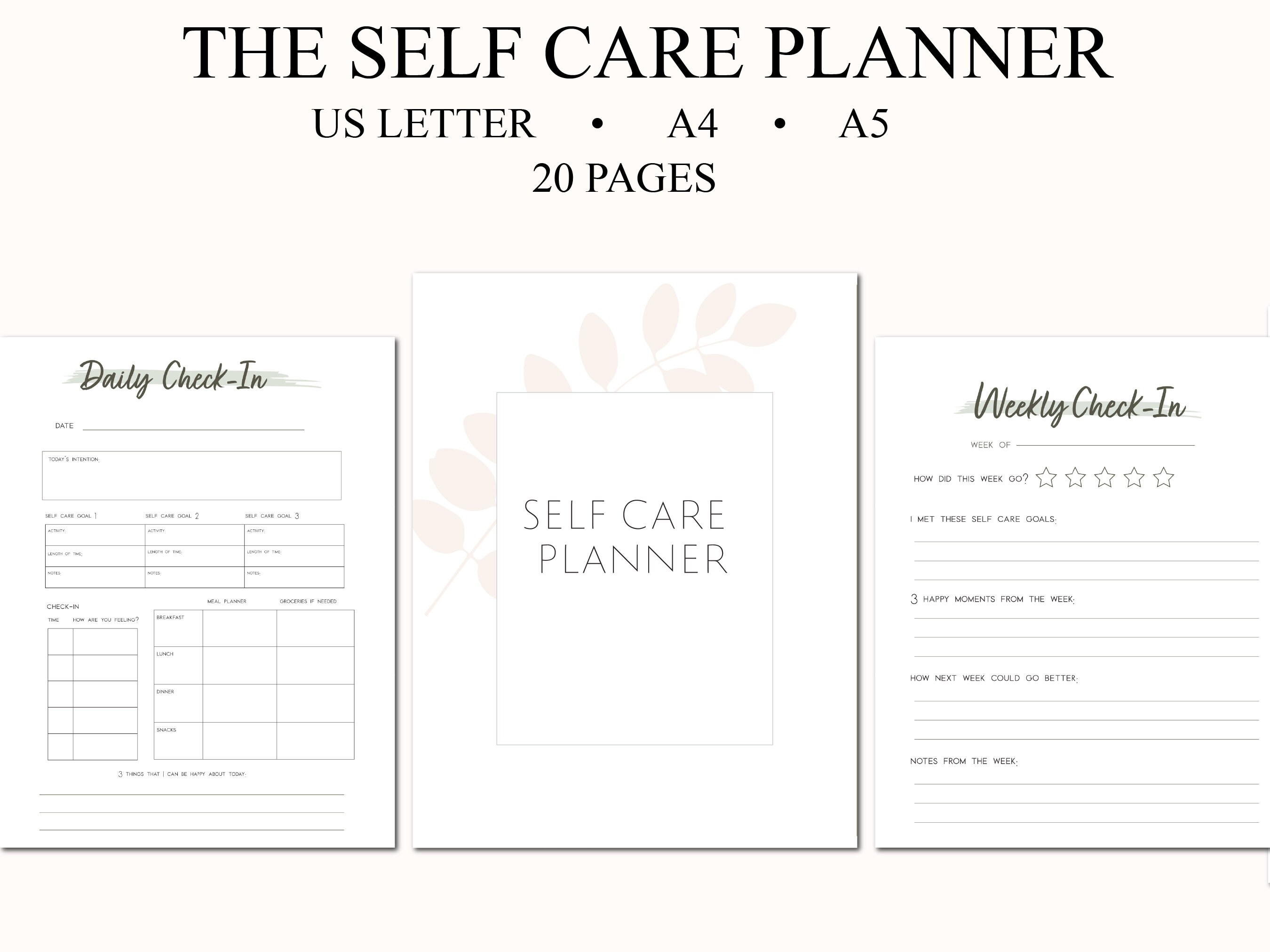 Printable Self Care Planner Self Care Inserts Self Care Etsy