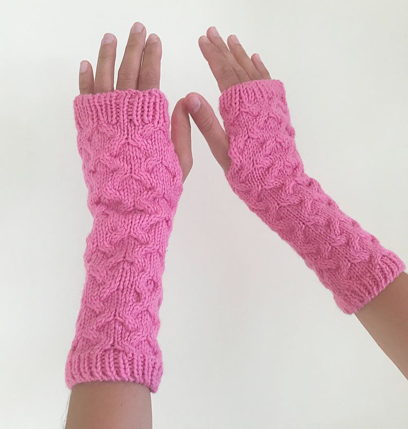 Fingerless Gloves Knitting Pattern Arm Warmers Pattern Pink - Etsy
