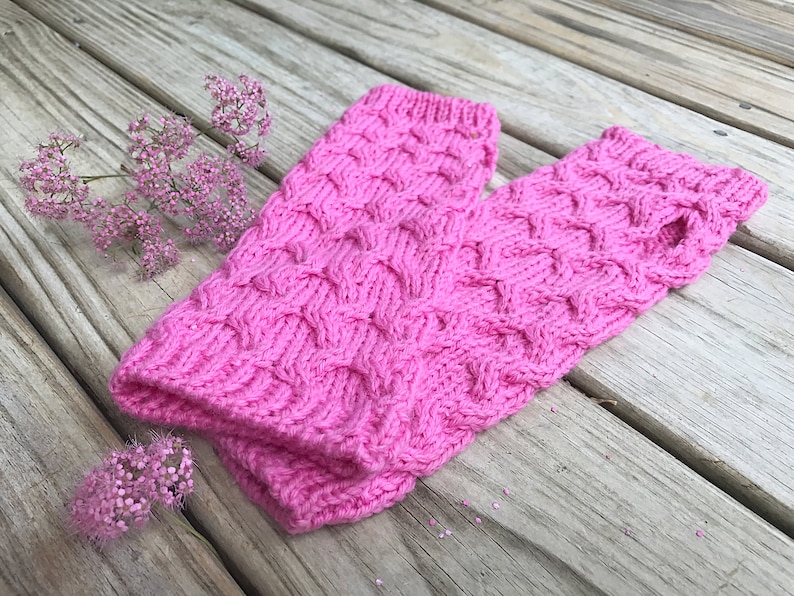 Fingerless Gloves Knitting Pattern Arm Warmers Pattern Pink | Etsy