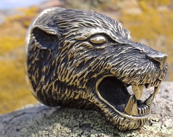 Knife pommel Wolf head Wild dog Guard bolster pommel Custom | Etsy