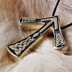 Tyr Rune Pendant, Teiwaz Bronze, Viking Jewelry, Tiwaz Rune Pendant ...