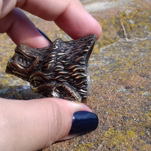 Knife Pommel Wolf Head, Wild Dog Guard Bolster Pommel, Custom Knife ...