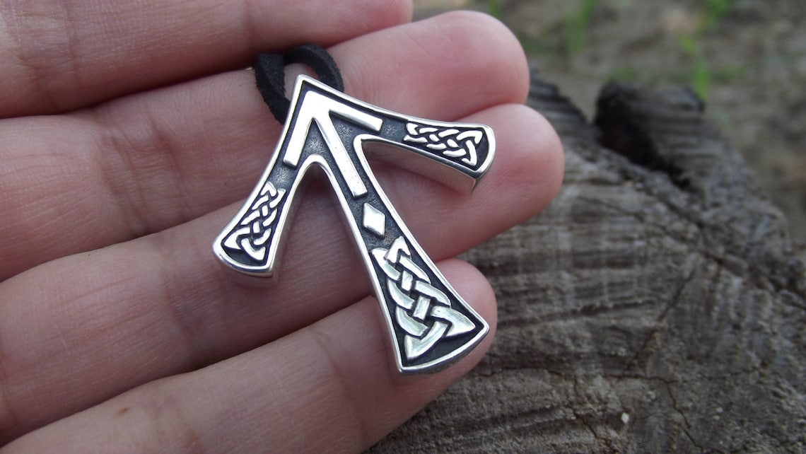 Tyr Rune Pendant Silver Viking Amulet Tiwaz Rune Pendant | Etsy