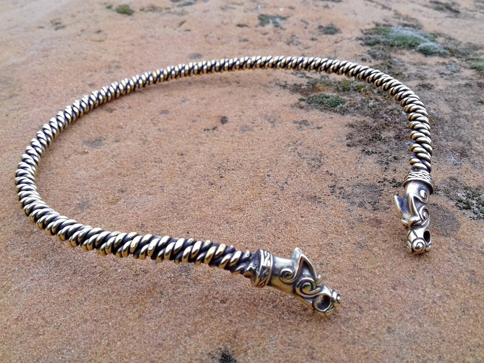 Viking Torc Necklace Bronze Wolf Head Torque Odin's - Etsy Australia