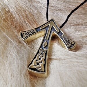 Tyr Rune Pendant, Teiwaz Bronze, Viking Jewelry, Tiwaz Rune Pendant ...