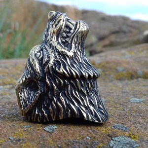 Knife Pommel Wolf Head, Wild Dog Guard Bolster Pommel, Custom Knife ...