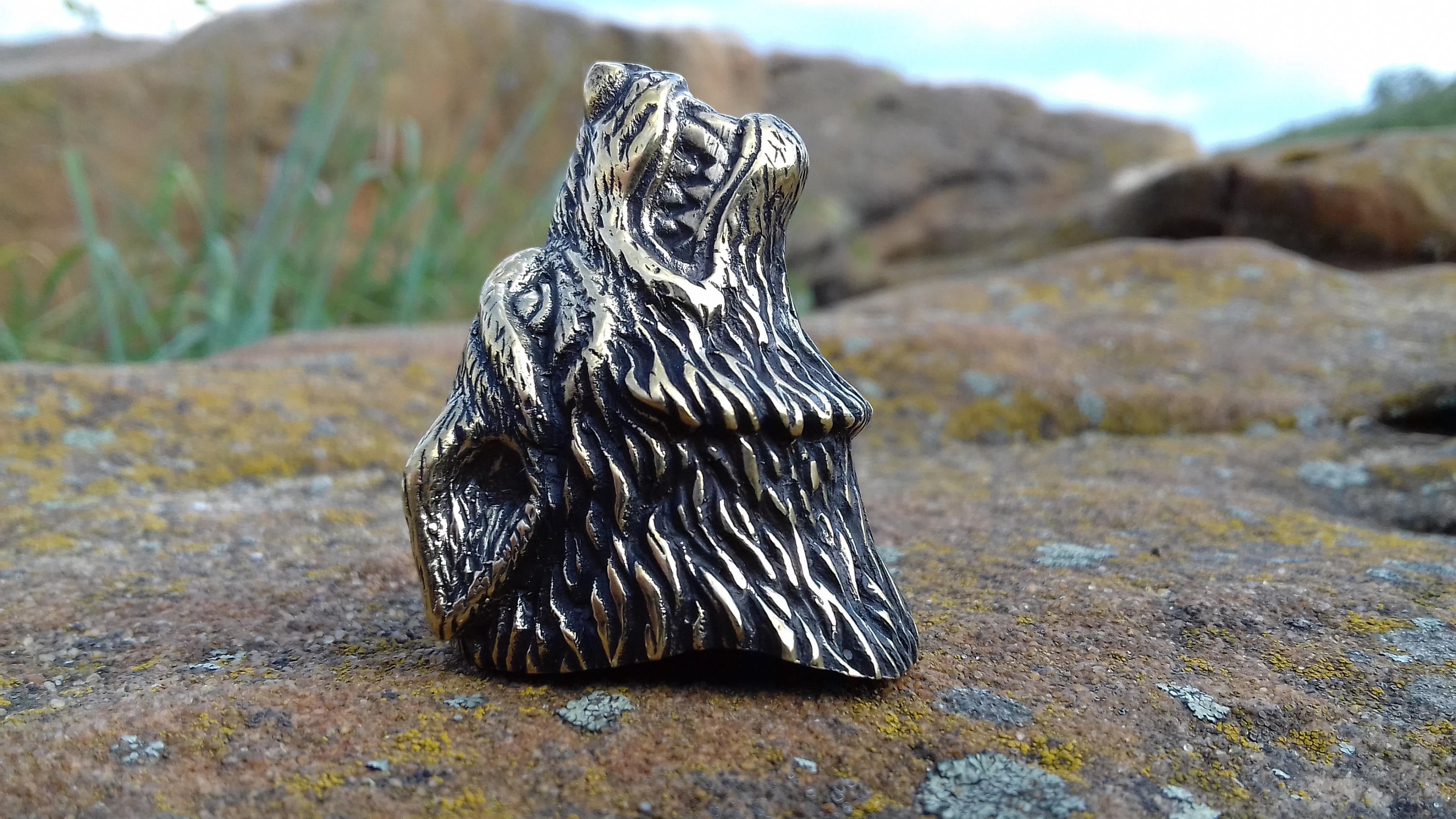 Knife Pommel Wolf Head, Wild Dog Guard Bolster Pommel, Custom Knife ...