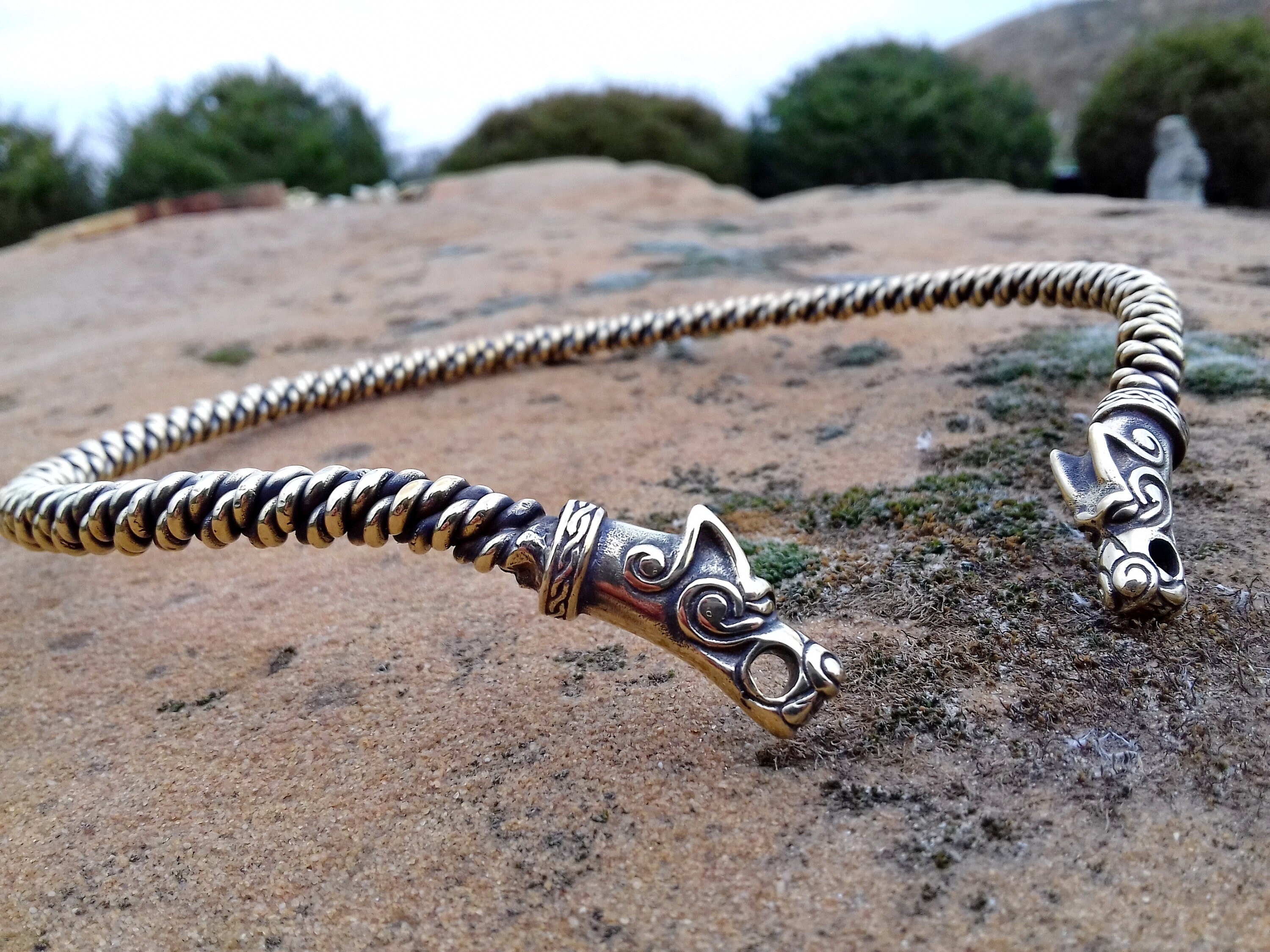 Viking Torc Necklace Bronze Wolf Head Torque Odin's - Etsy Australia