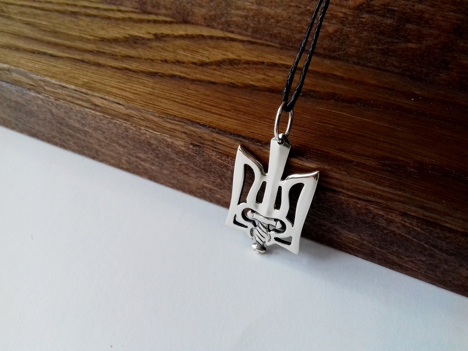 Silver Trident Pendant, Ukraine Symbol Trident Necklace, Ukraine Style ...