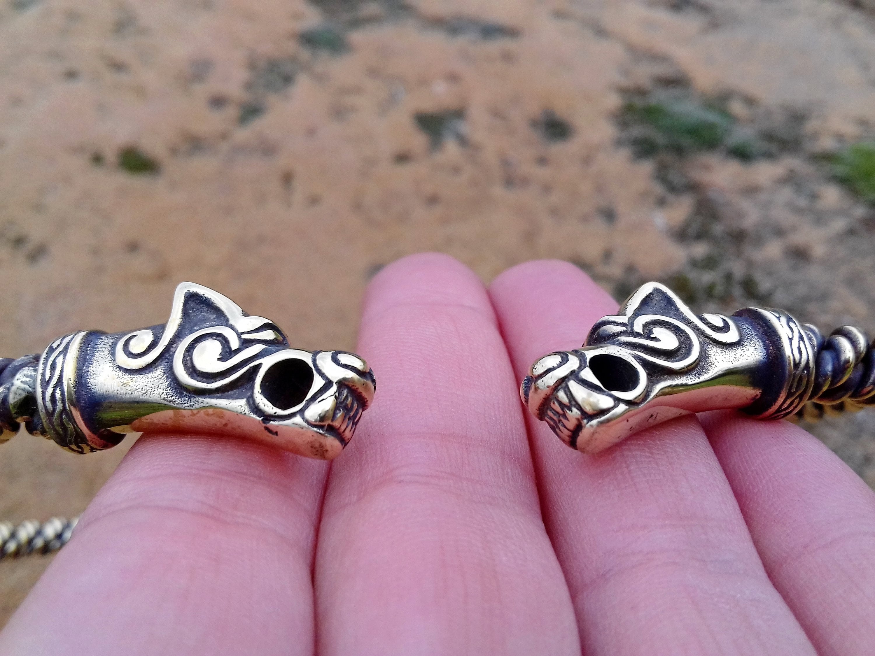 Viking Torc Necklace Bronze Wolf Head Torque Odin's - Etsy Australia