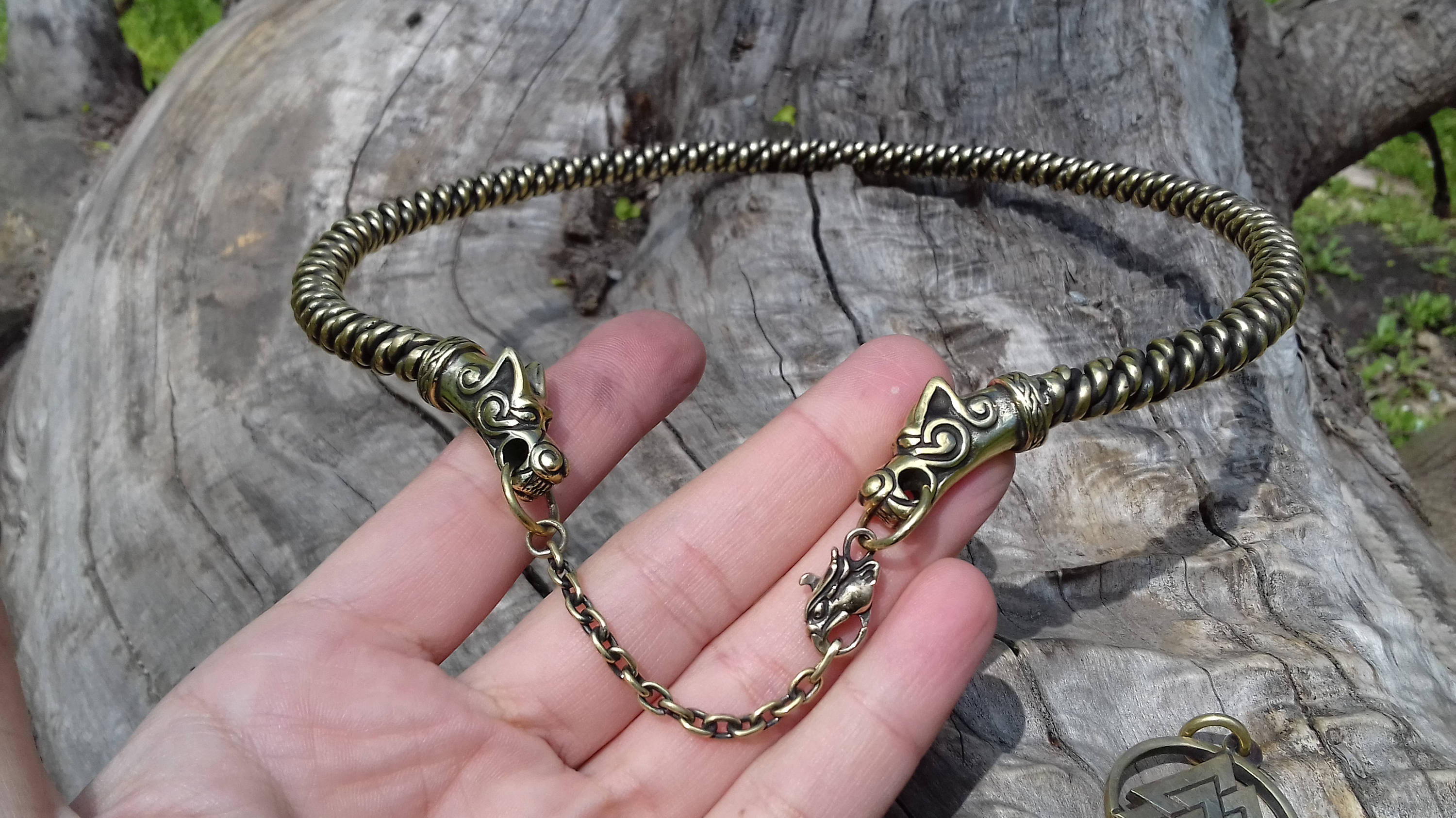 Viking Torc Necklace With Chain, Wolf, Odin, Mythology, Viking Jewelry ...