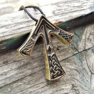 Tyr Rune Pendant, Teiwaz Bronze, Viking Jewelry, Tiwaz Rune Pendant ...