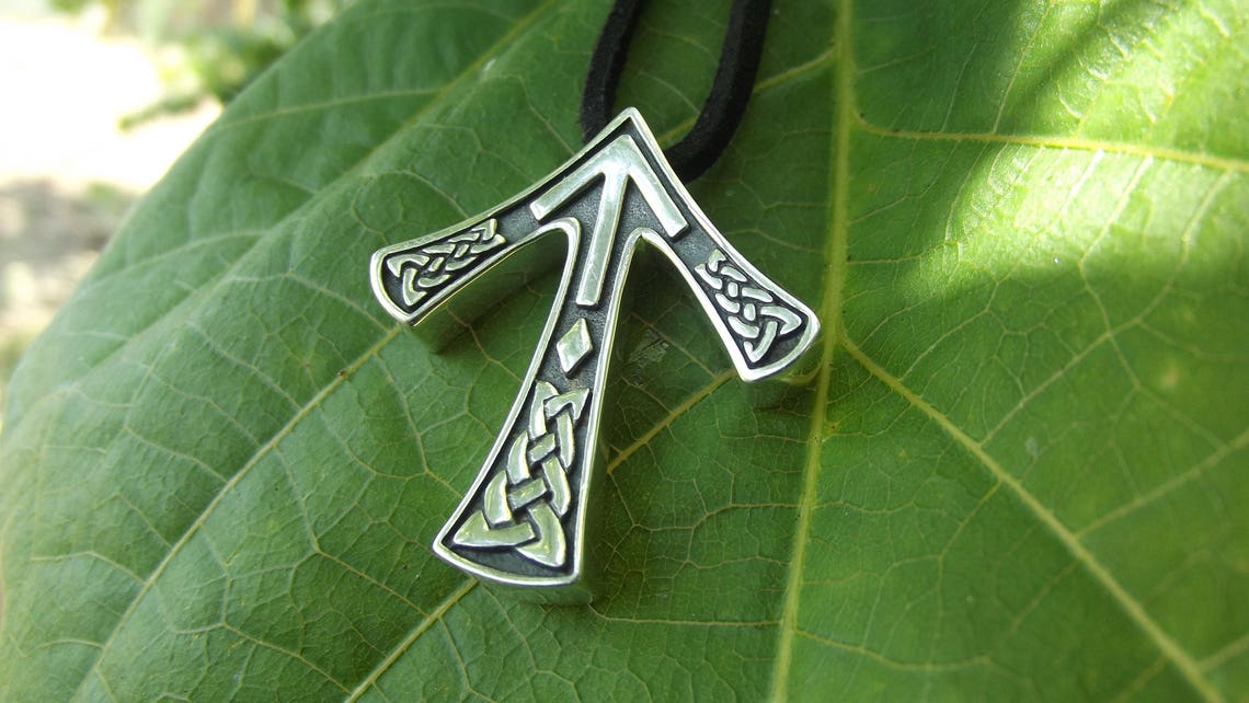 Tyr Rune Pendant Silver Viking Amulet Tiwaz Rune Pendant | Etsy