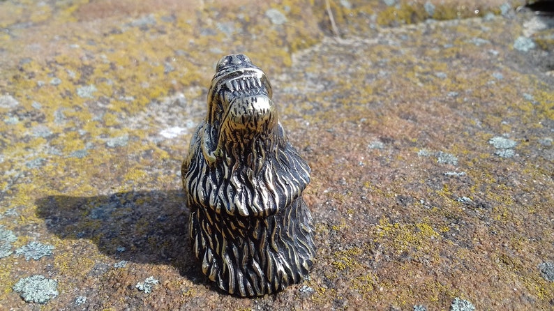 Knife Pommel Wolf Head, Wild Dog Guard Bolster Pommel, Custom Knife ...