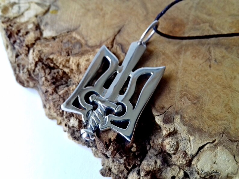 Silver Trident Pendant, Ukraine Symbol Trident Necklace, Ukraine Style ...