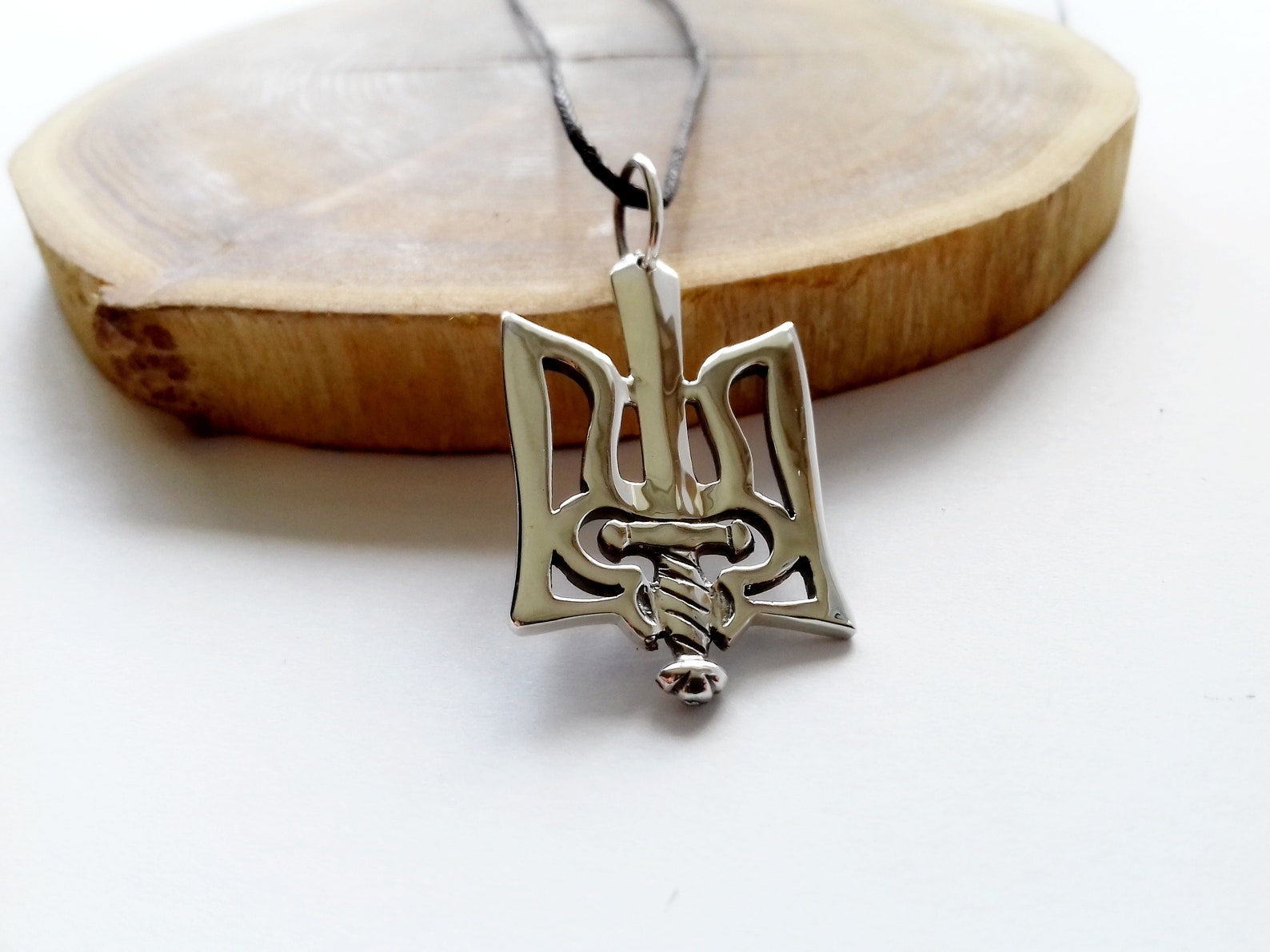 Silver Trident Pendant, Ukraine Symbol Trident Necklace, Ukraine Style ...