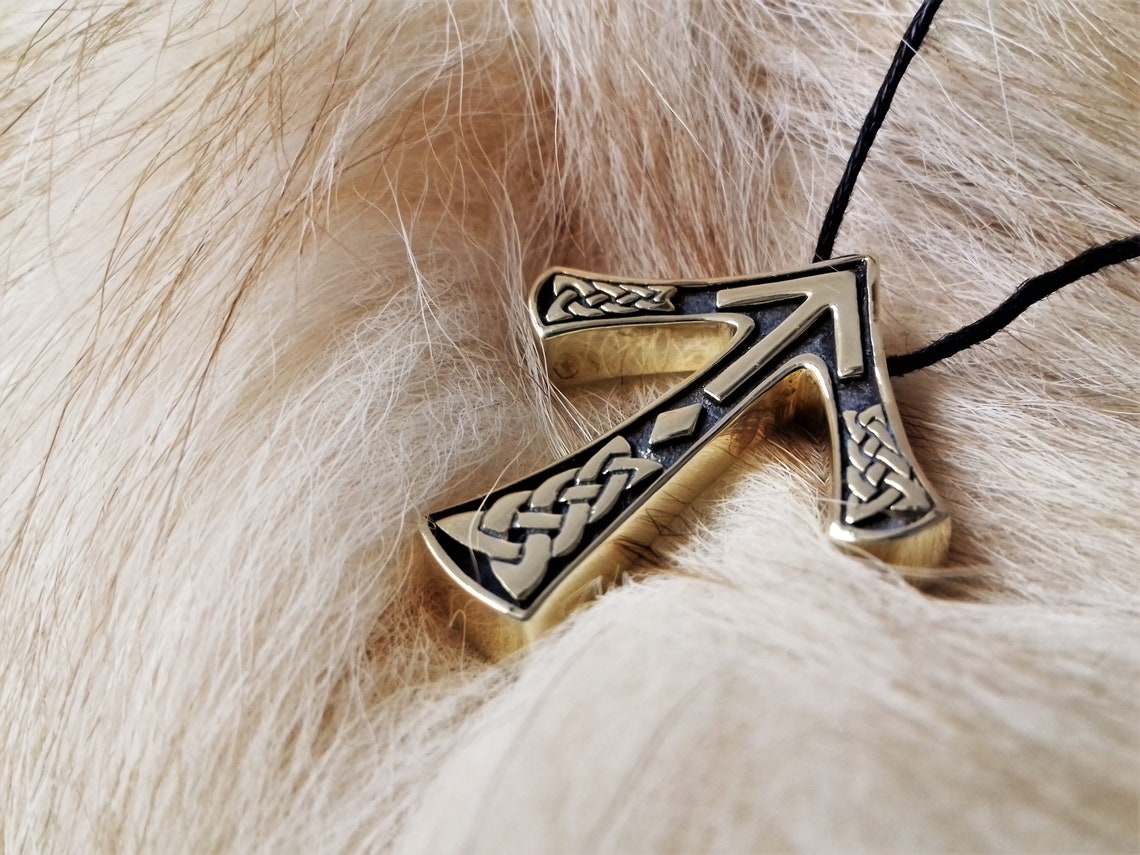 Tyr rune pendant Teiwaz bronze Viking jewelry Tiwaz rune | Etsy