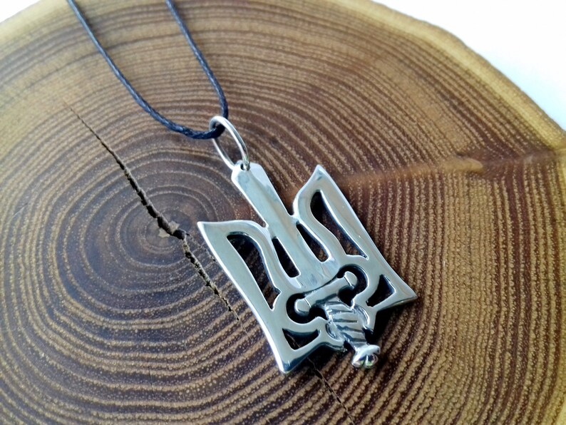 Silver Trident Pendant, Ukraine Symbol Trident Necklace, Ukraine Style ...