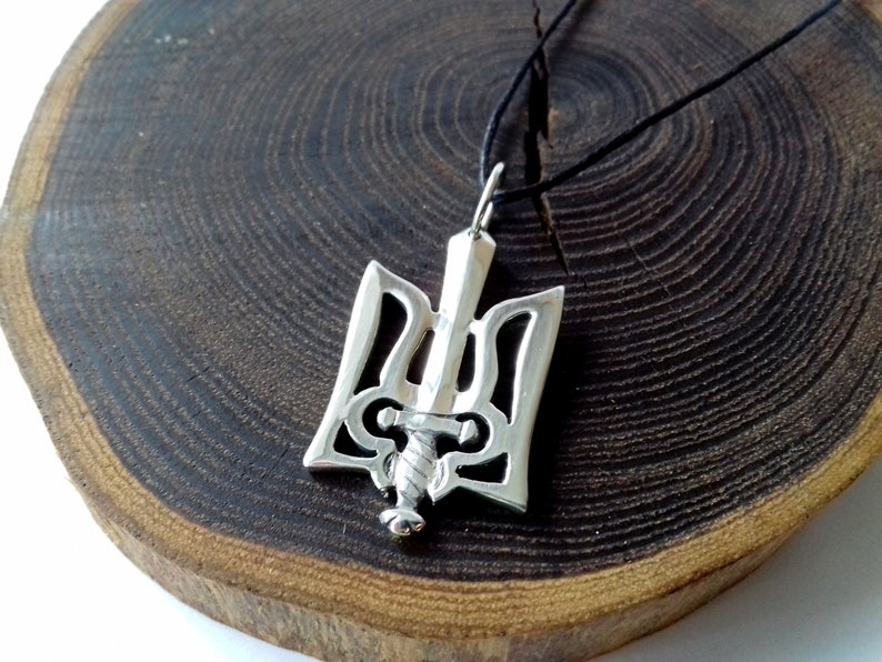 Silver Trident Pendant, Ukraine Symbol Trident Necklace, Ukraine Style ...