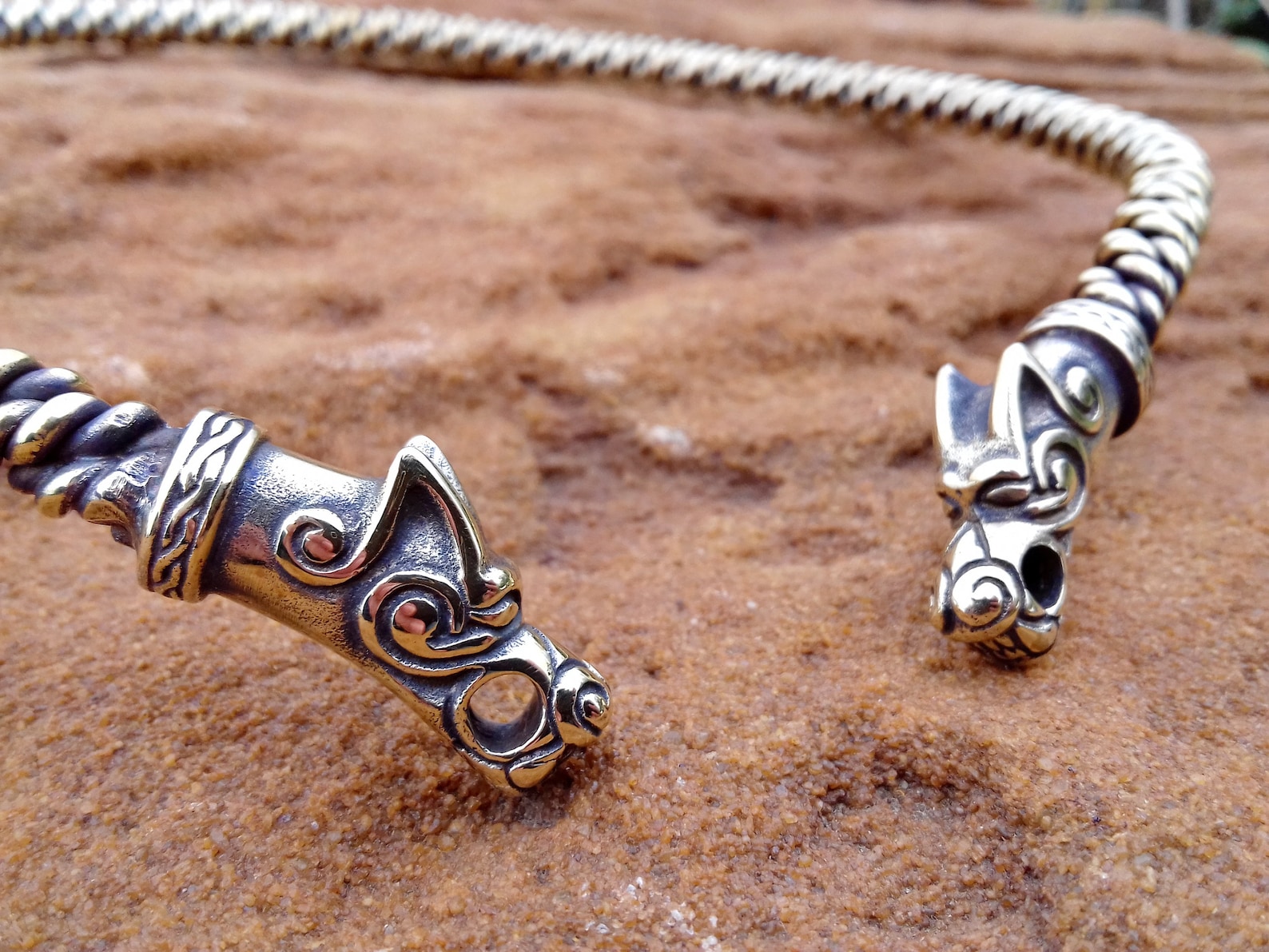 Viking Torc Necklace Bronze Wolf Head Torque Odin's - Etsy Australia