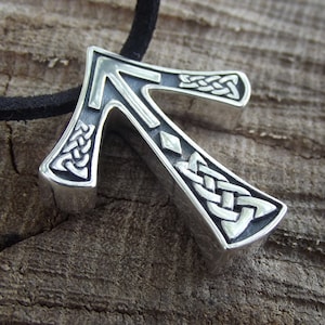 Tyr Rune Pendant, Silver, Viking Amulet, Tiwaz Rune Pendant, Viking ...