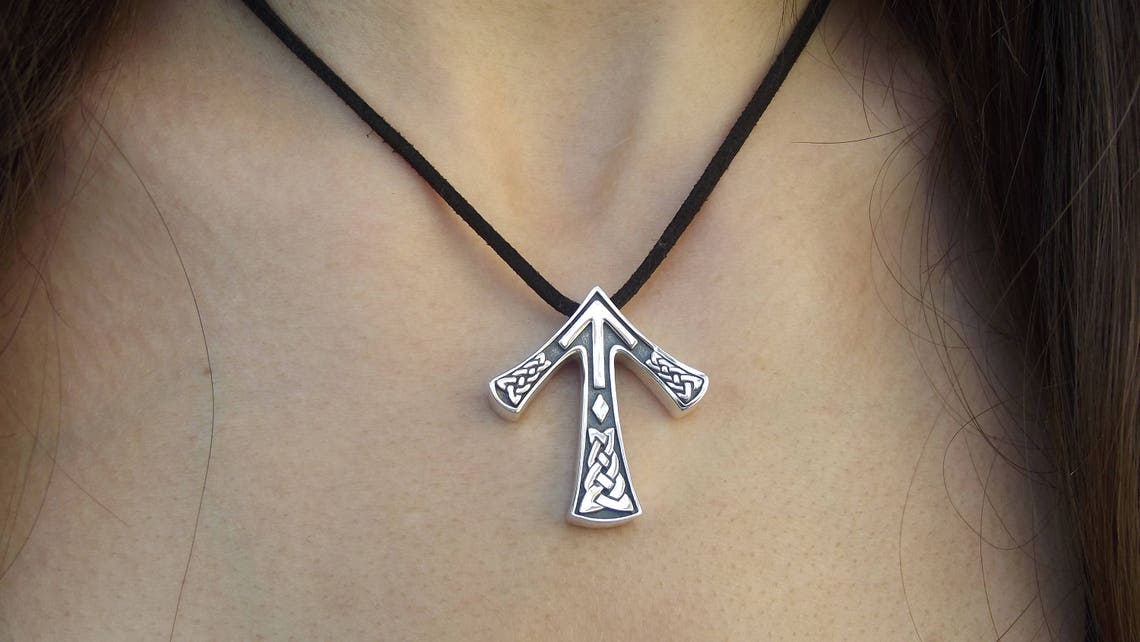Tyr Rune Pendant Silver Viking Amulet Tiwaz Rune Pendant - Etsy
