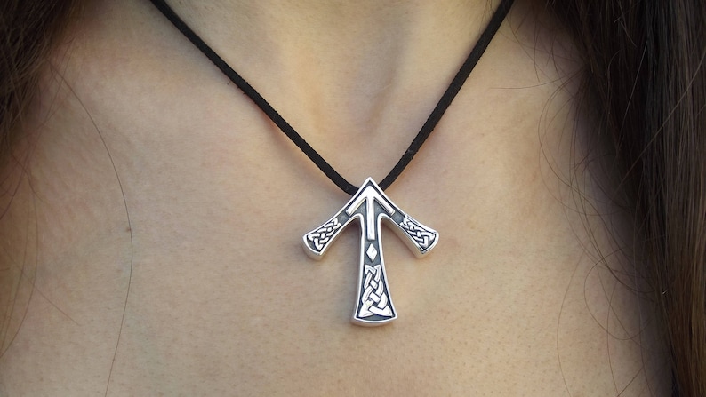 Tyr Rune Pendant Silver Viking Amulet Tiwaz Rune Pendant - Etsy