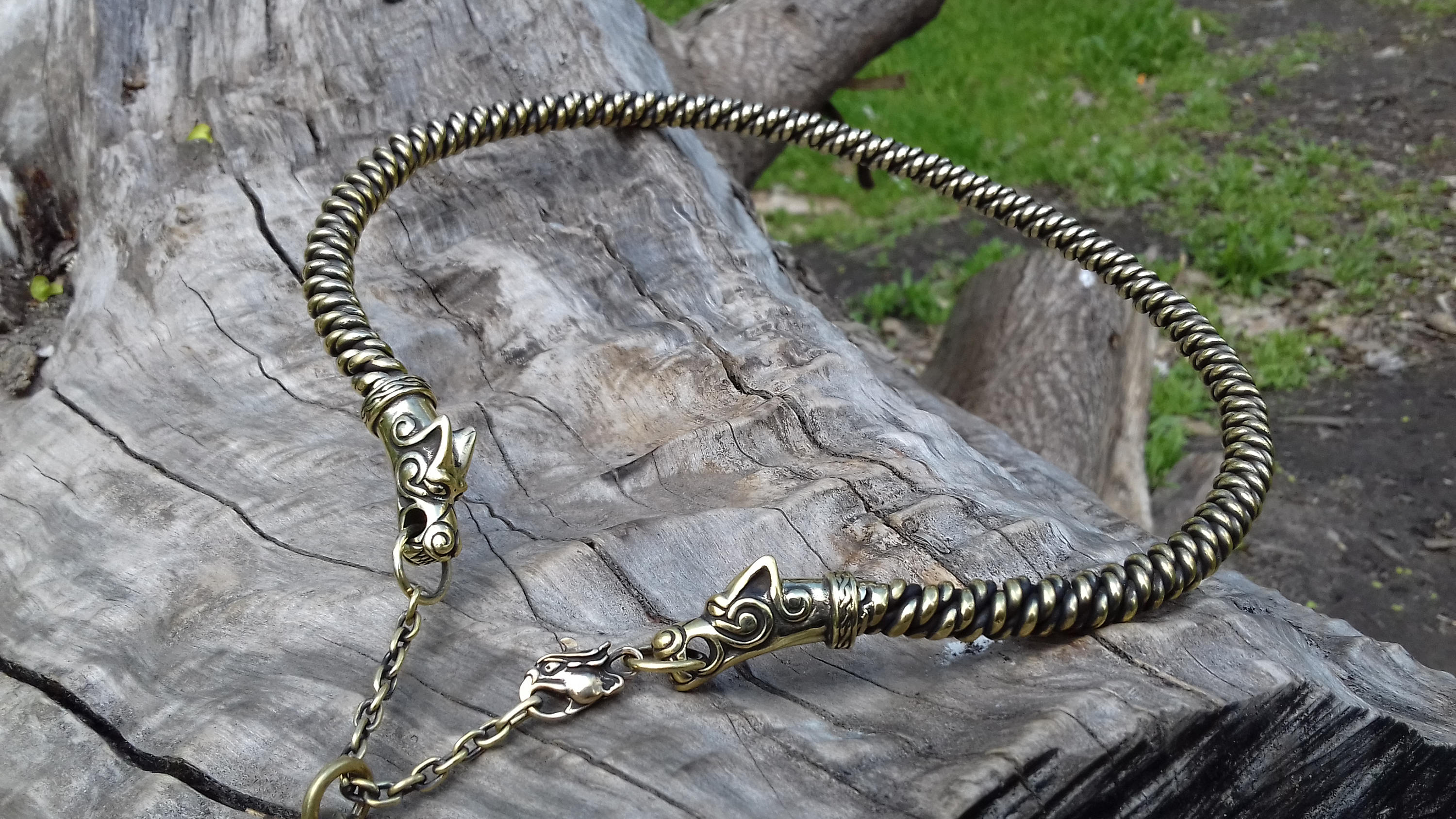 Viking Torc Necklace With Chain, Wolf, Odin, Mythology, Viking Jewelry ...