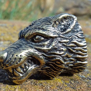 Knife Pommel Wolf Head, Wild Dog Guard Bolster Pommel, Custom Knife ...