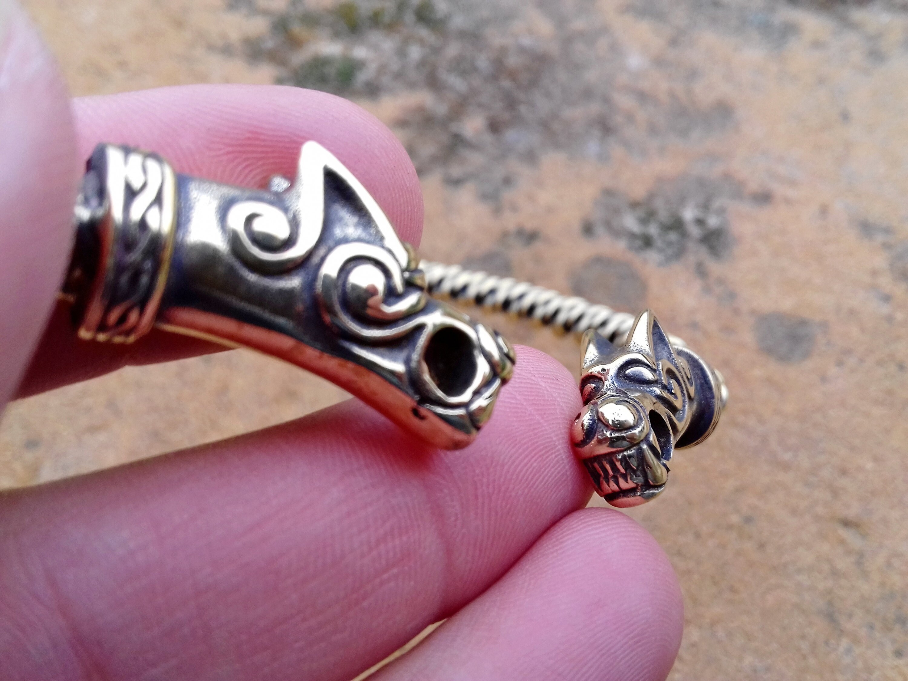 Viking torc necklace Bronze Wolf head Torque Odin's | Etsy